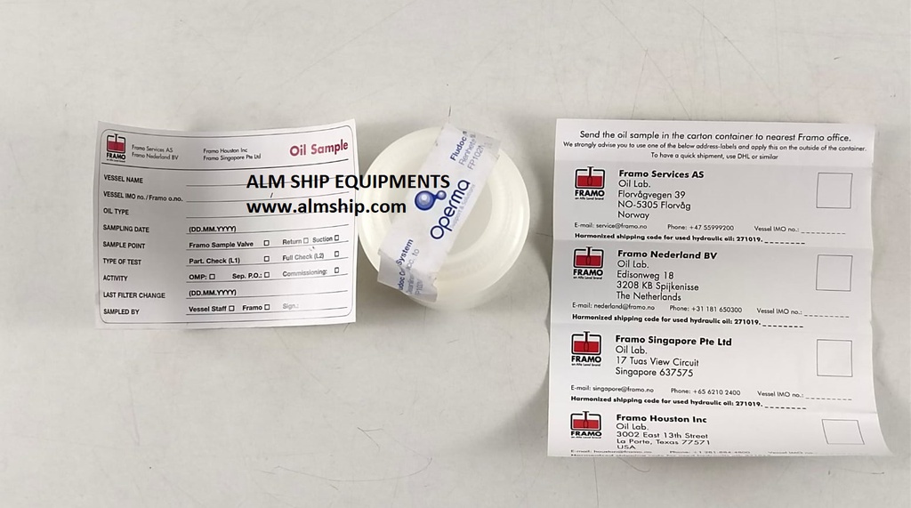 Oil Sampling Bottle for Framo | ALM SHIP EQUIPMENTS